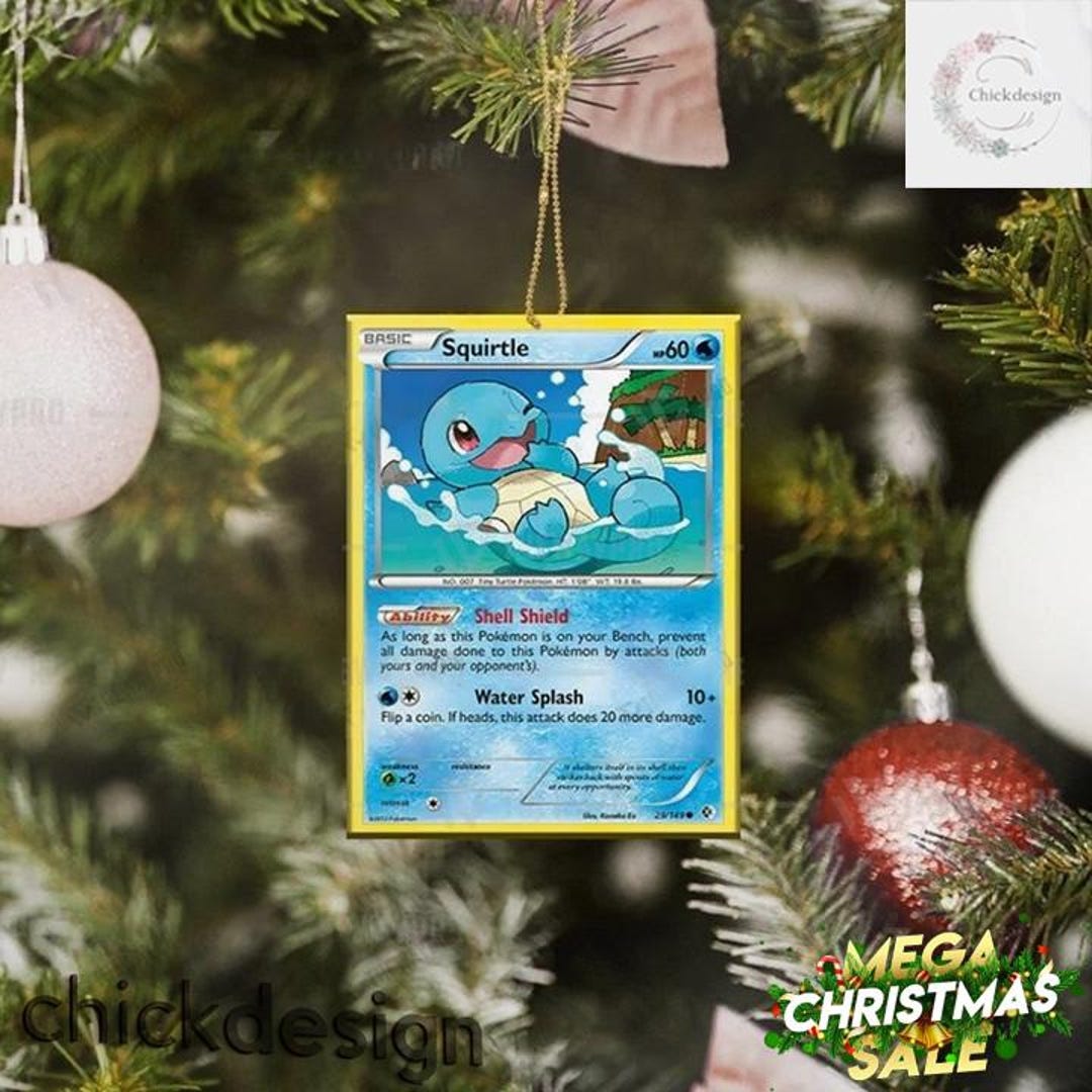 Squirtle Card Christmas Ornament, Squirtle Lovers Christmas Acrylic ...
