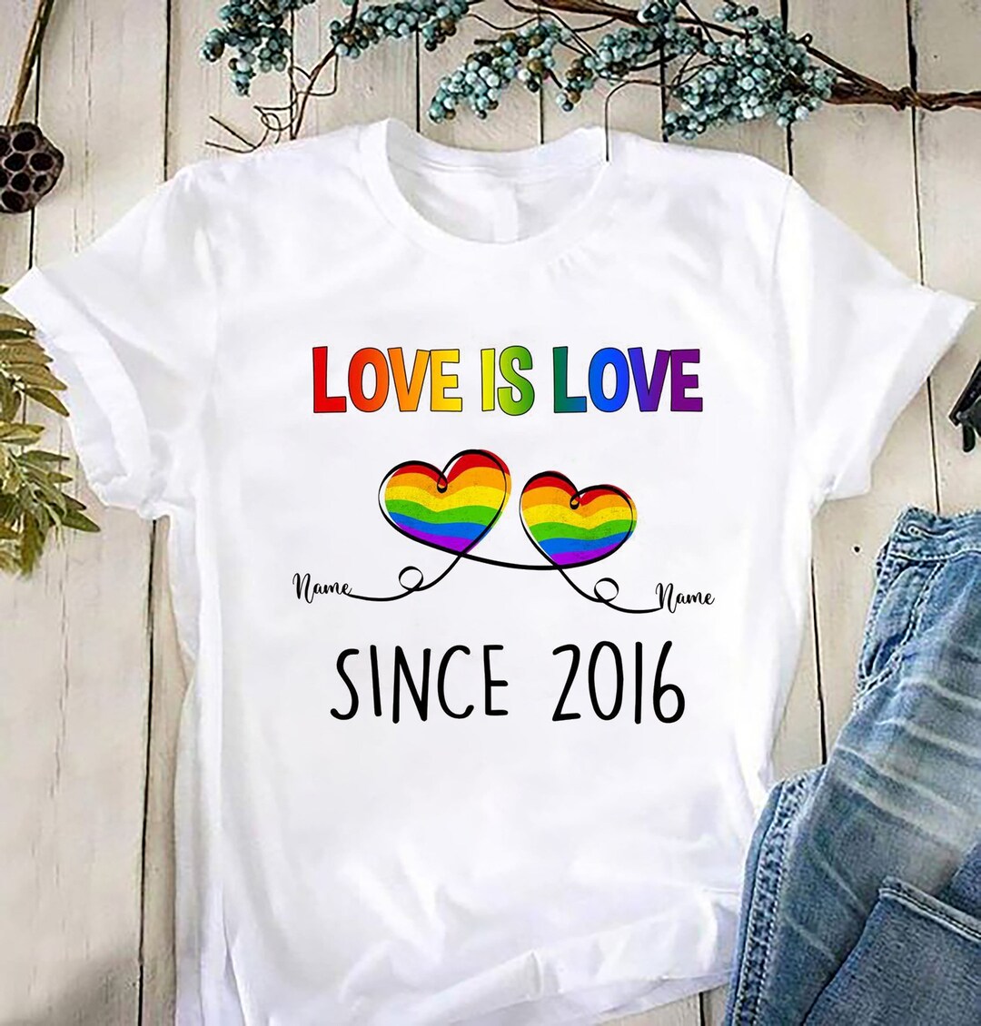 Personalized Love is Love Couple T-shirt, LGBT Rainbow Shirt, Pride ...