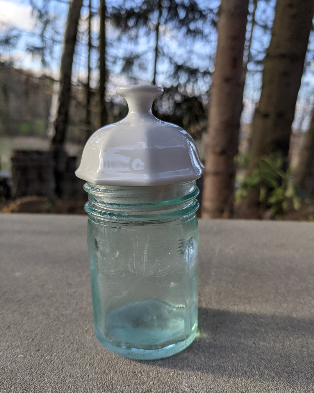 Storage Box Glass With Porcelain Lid Mini - Etsy