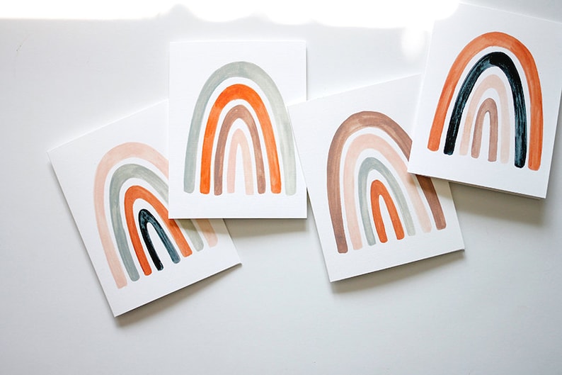 Rainbow Card Rainbow Card Sets Watercolor Rainbow Cards - Etsy