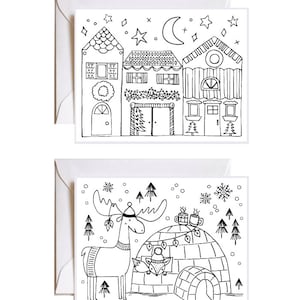Holiday Coloring Cards for Kids / Coloring Books / Kids Holiday Craft ...
