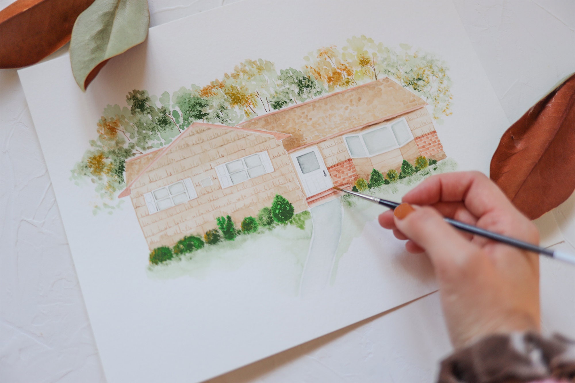 Custom Hand Painted Home Portrait Illustration, House Illustration ...