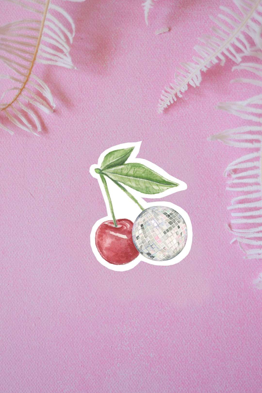 Disco Cherry Vinyl Sticker, Cherries, Watercolor Cherries, Cherry Decor ...