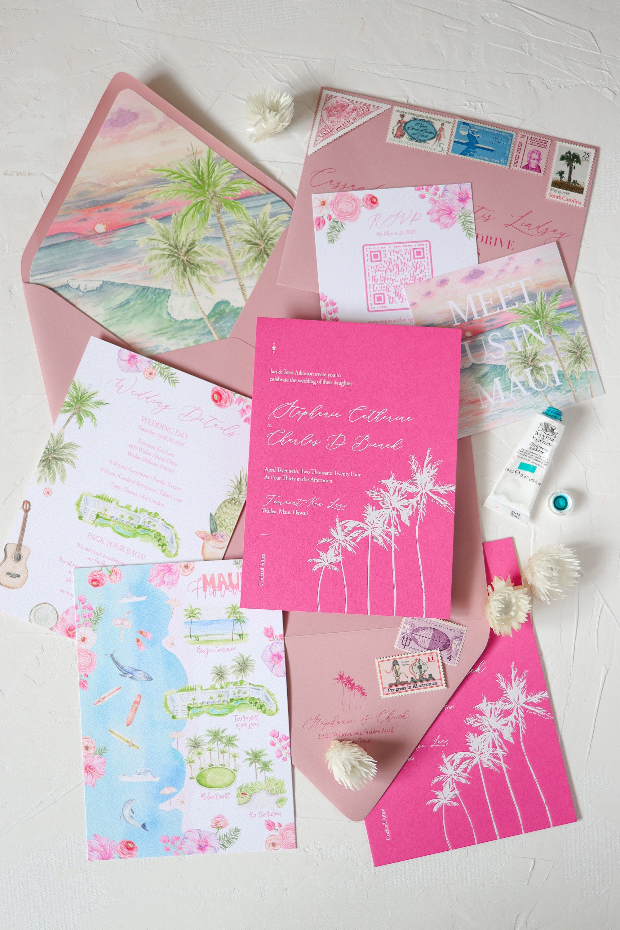 Island Wedding Invitations, Hawaii Wedding Invitation Suite, Tropical ...