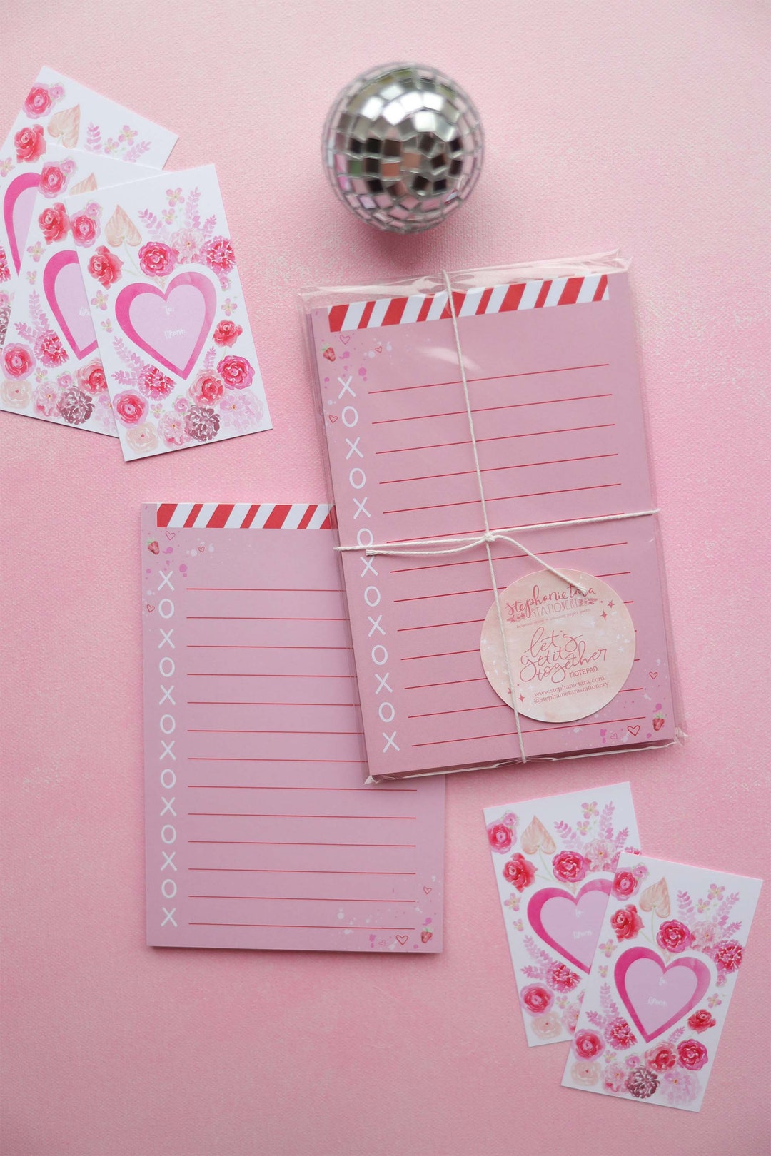 Pink Jotter Pad, Valentines Day Notepad, Xo Paper, List Notepad, Lined ...