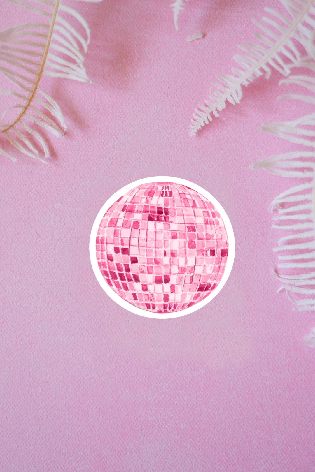 Pink Disco Ball Vinyl Sticker, Retro Sticker, Disco Art, Laptop ...