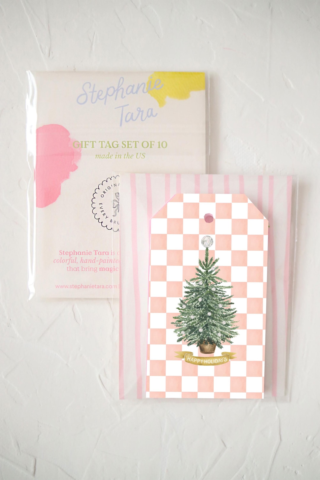 Checker Print Christmas Tree Gift Tag Set - Etsy
