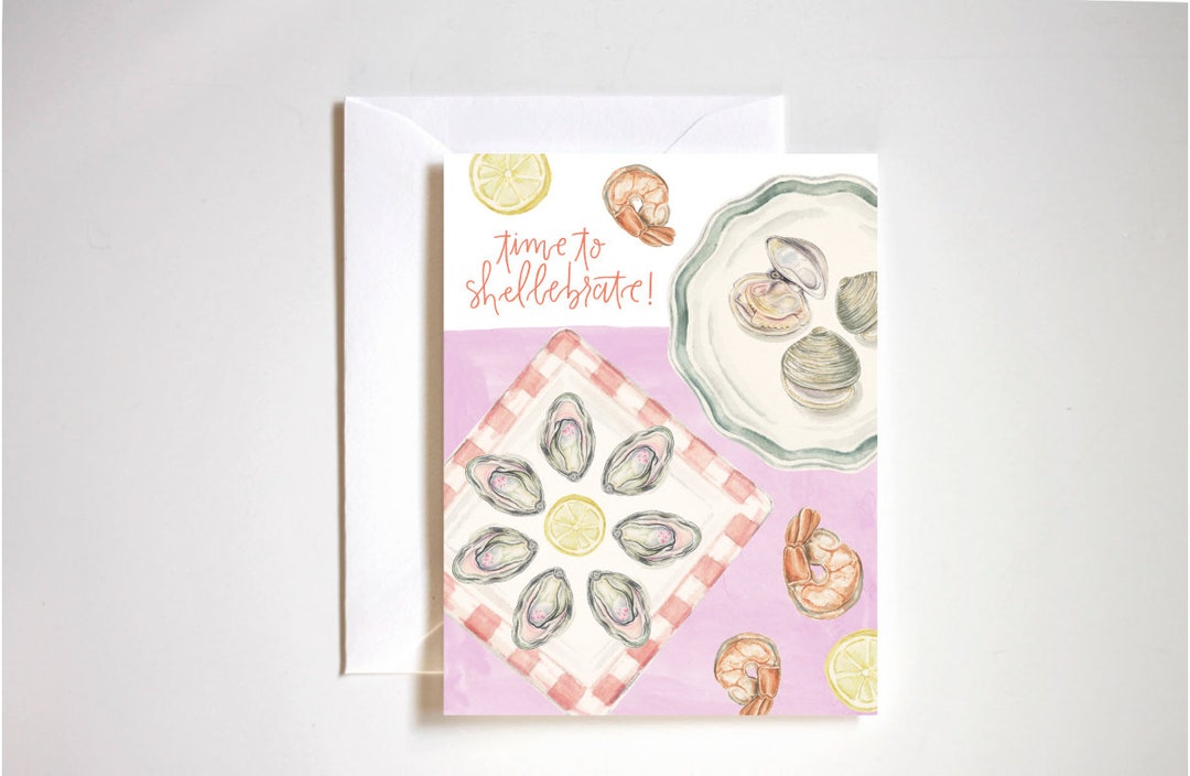 Time to Shell-ebrate Oysters and Clams Greeting Card, Summer Birthday ...