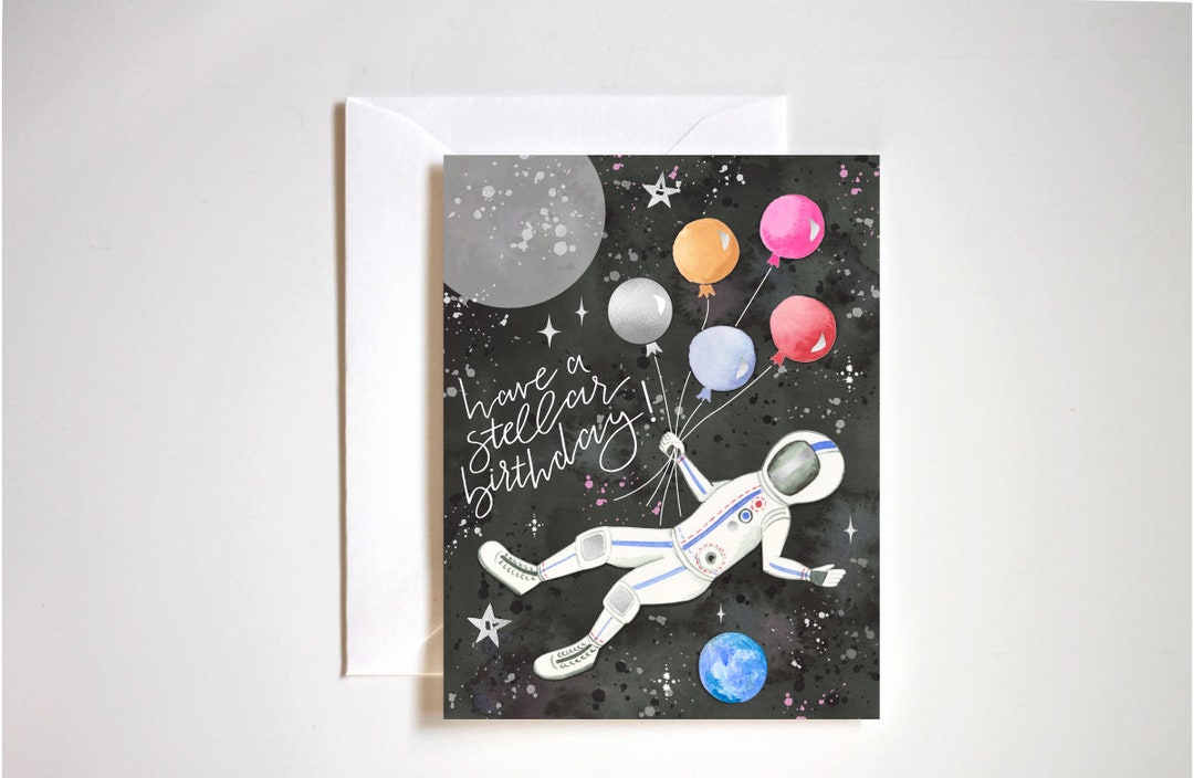 Outer Space Birthday Card, Astronaut Birthday Card, Out of This World ...