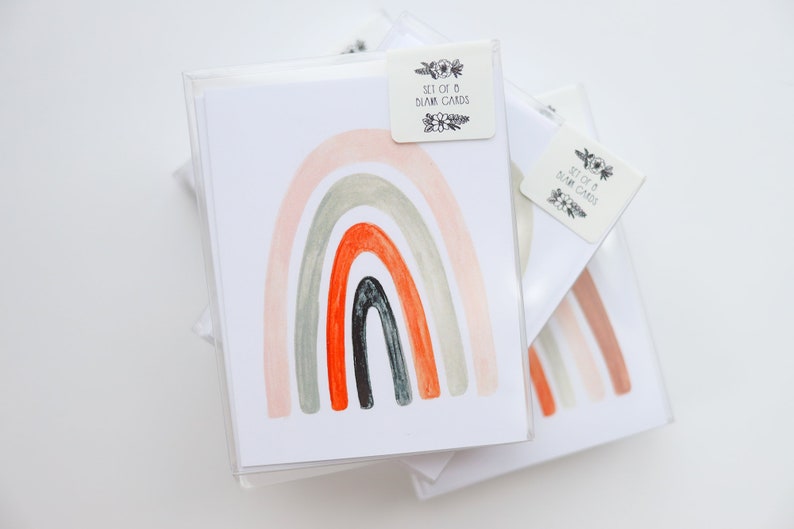 Rainbow Card Rainbow Card Sets Watercolor Rainbow Cards - Etsy