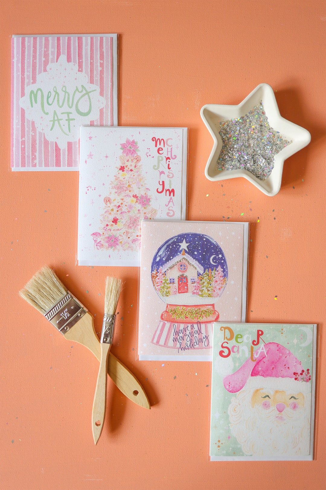 Holiday Card Box, Assorted Holiday Cards, Christmas Card Box, Bundle of ...