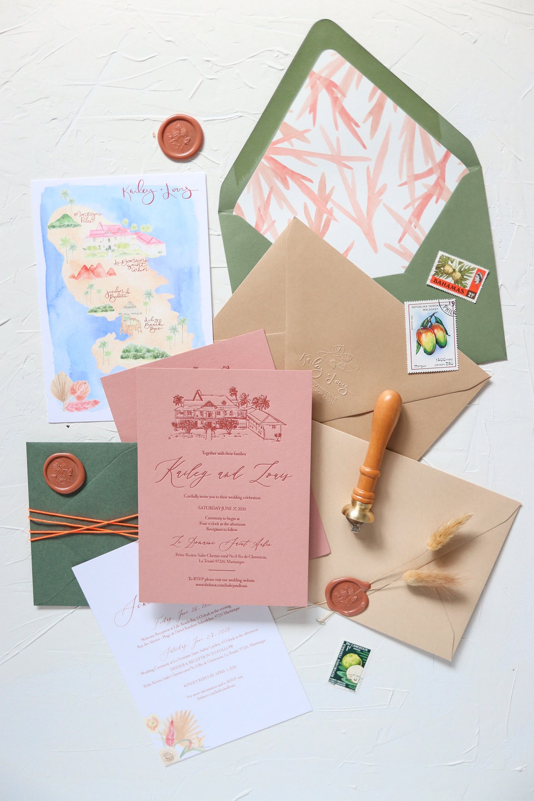 Custom Destination Wedding Invitation, Letterpress Wedding Invitation ...