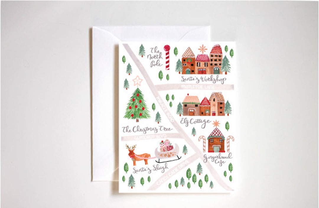 Map of the North Pole Illustration / North Pole Card / Christmas Card ...
