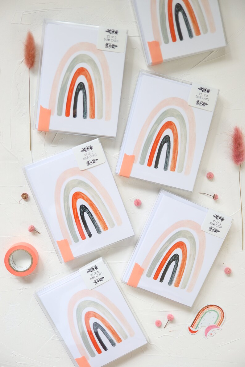 Rainbow Card Rainbow Card Sets Watercolor Rainbow Cards - Etsy