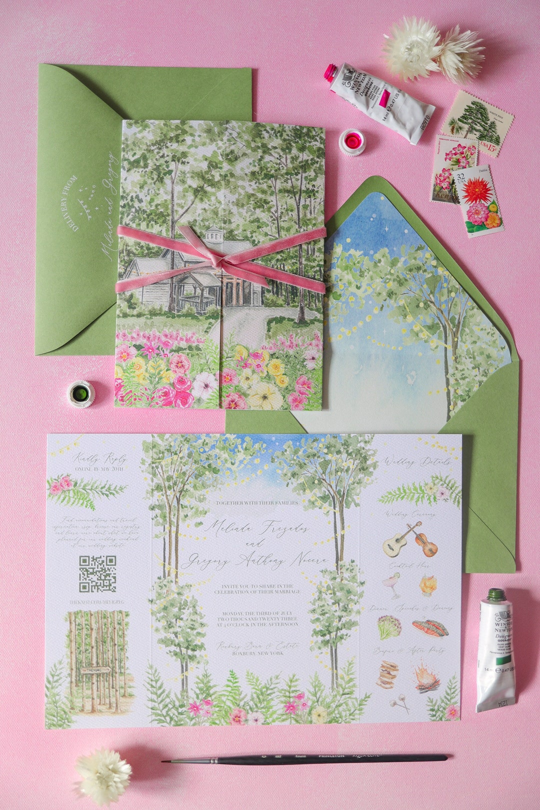 Outdoor Wedding Invitation, Upstate New York, Forest Wedding Invitation ...