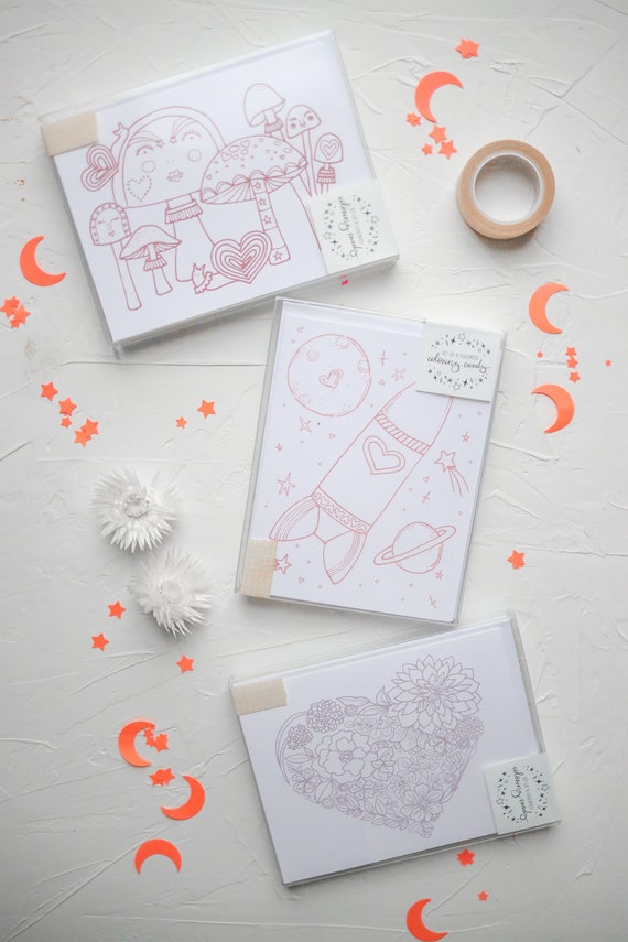 Coloring Cards for Kids / Coloring Books / Kids Holiday Craft | Etsy