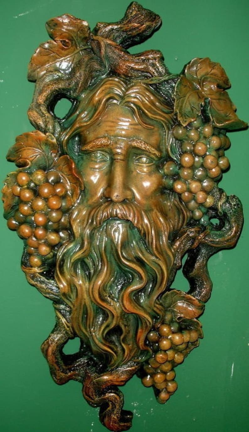 Spirit Nectar Grapes Greek Plaque Bacchus Vine Greenman - Etsy
