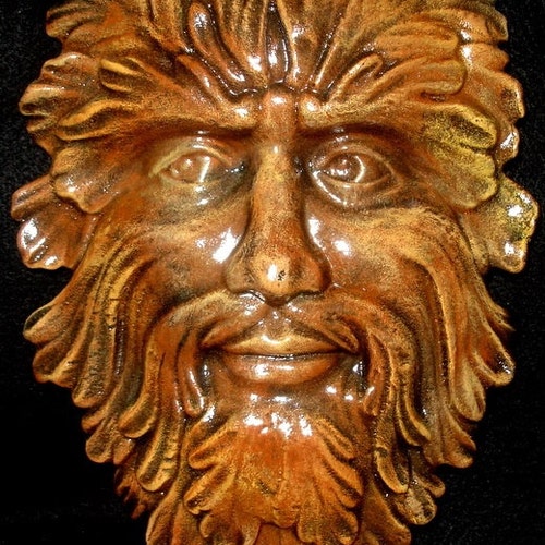 Handmade Fused Glass Greenman Picture Green Man Plaque Sun - Etsy