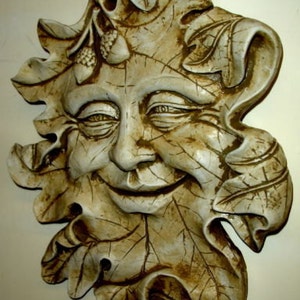 Acorn Leaf Man Face Mythical Wall Decor Greenman Sculpture - Etsy