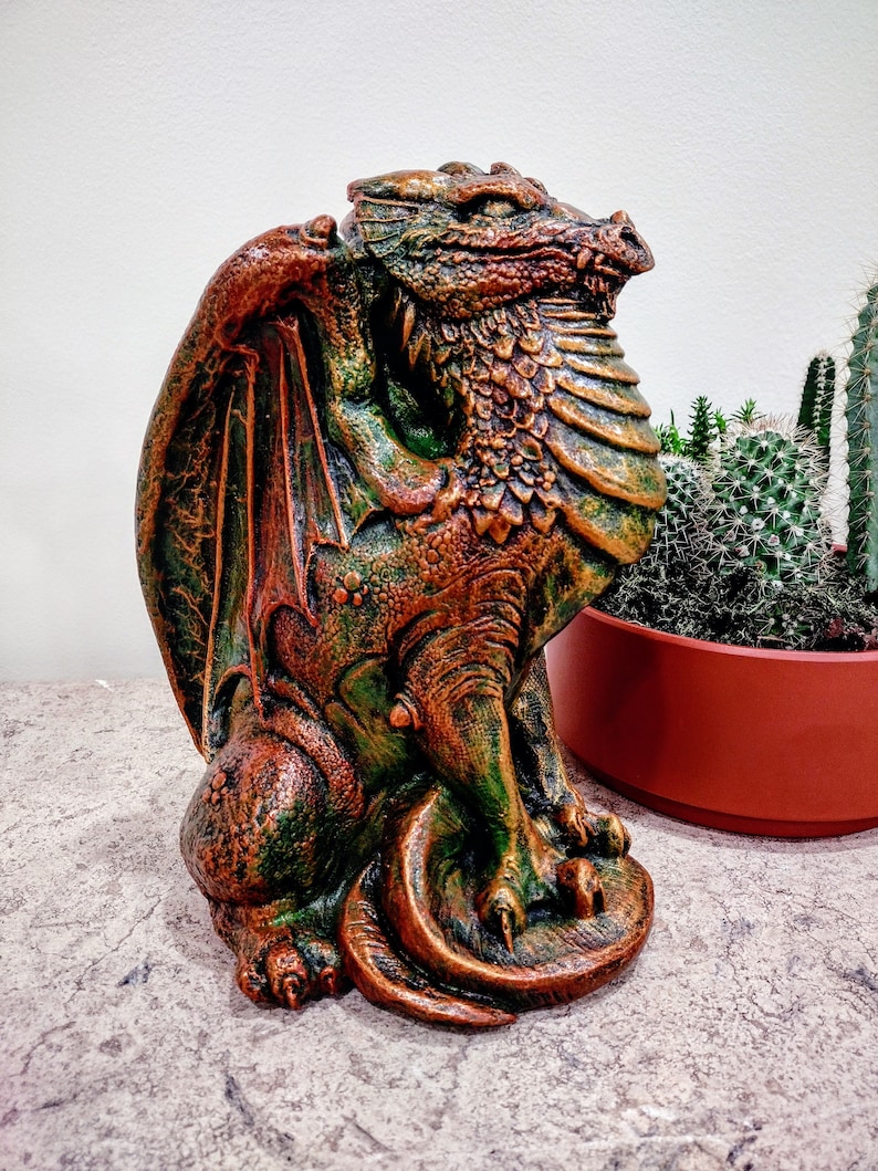 Mythical Dragon Statue 11" Sculpture Home Garden Decor - Etsy