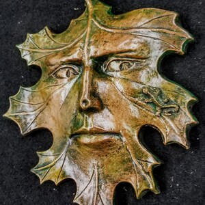Green Man Leaf Face With Lizard Mythical Wall Plaque Home Garden Decor ...
