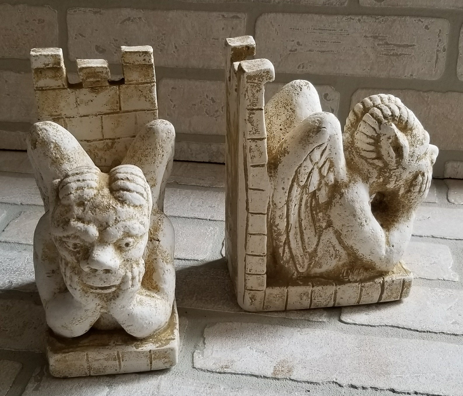 Peering Gargoyle Statue Medieval Bookends Sculpture Pair | Etsy