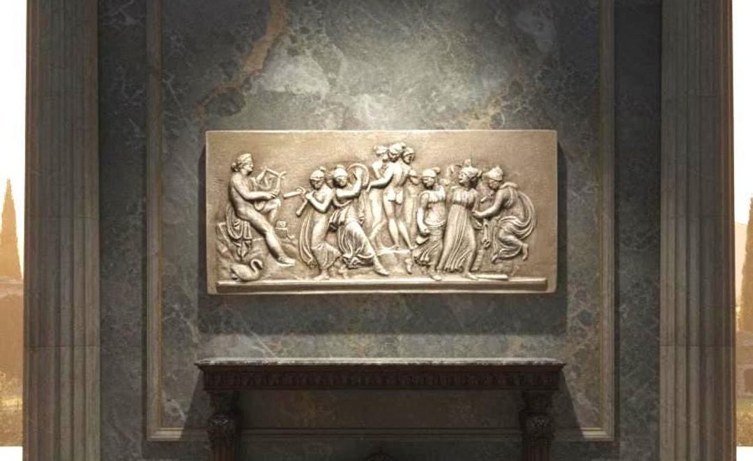 Neoclassical Bas-relief Depicting a Scene From Greek Mythology: Apollo ...