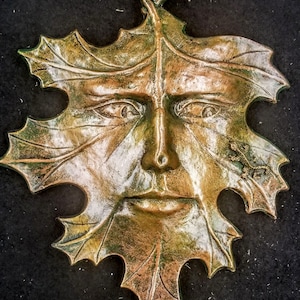 Green Man Leaf Face With Lizard Mythical Wall Plaque Home Garden Decor ...