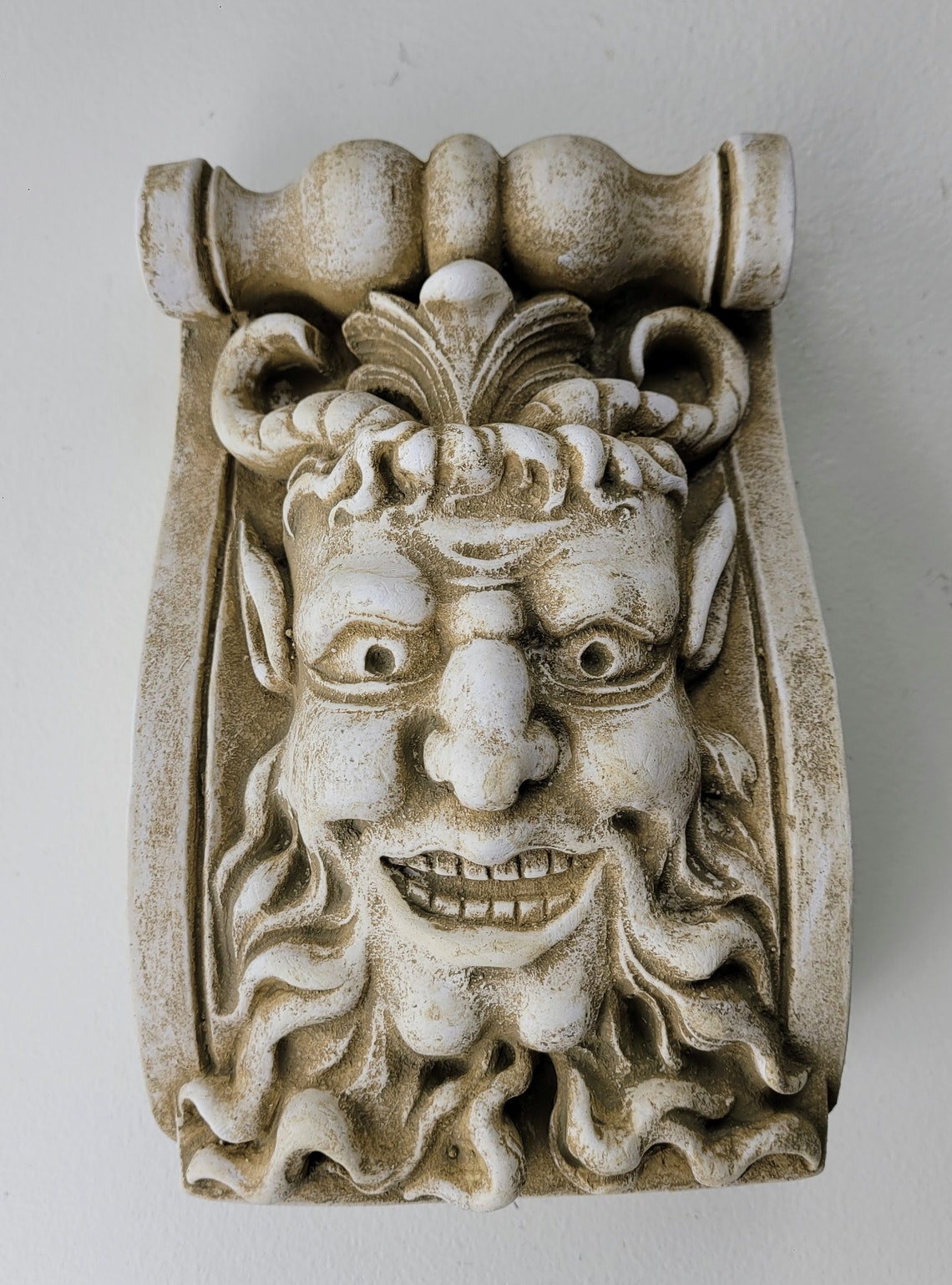 Garden Decor Wall Plaque Horned Pan Satyr Wall Hanging Greenman - Etsy