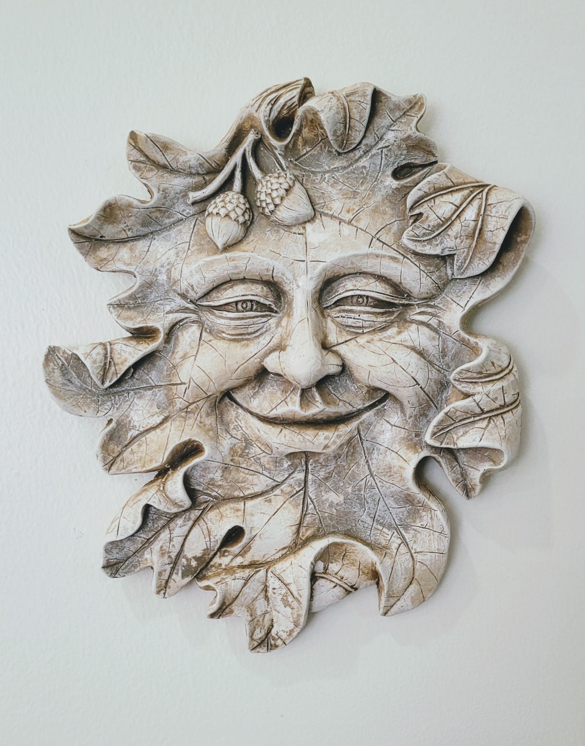 Acorn Leaf Man Face Mythical Wall Decor Greenman Sculpture - Etsy