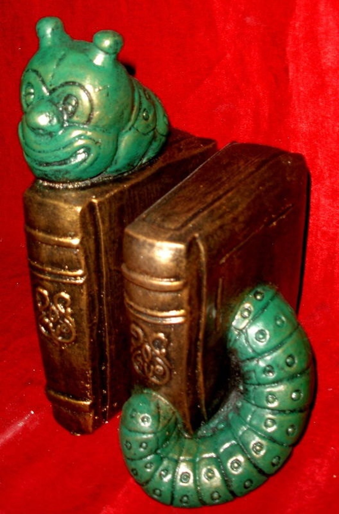 Bookworm Bookends 3D Caterpillar Rare Antique Reproduction - Etsy