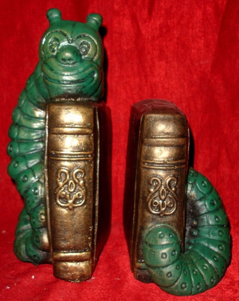 Bookworm Bookends 3D Caterpillar Rare Antique Reproduction - Etsy UK