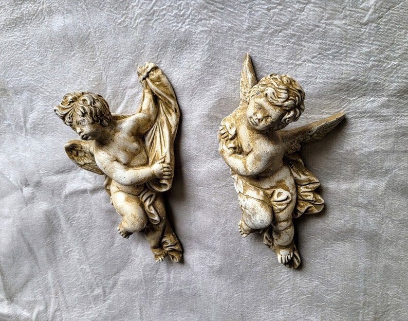 Flying Angels Cherubs With Wings Pair Wall Plaques 21044 - Etsy
