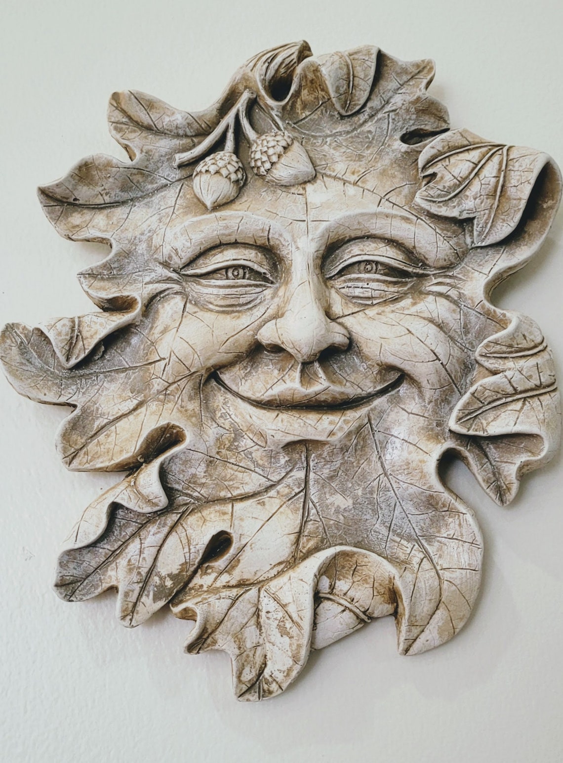 Acorn Leaf Man Face Mythical Wall Decor Greenman Sculpture - Etsy