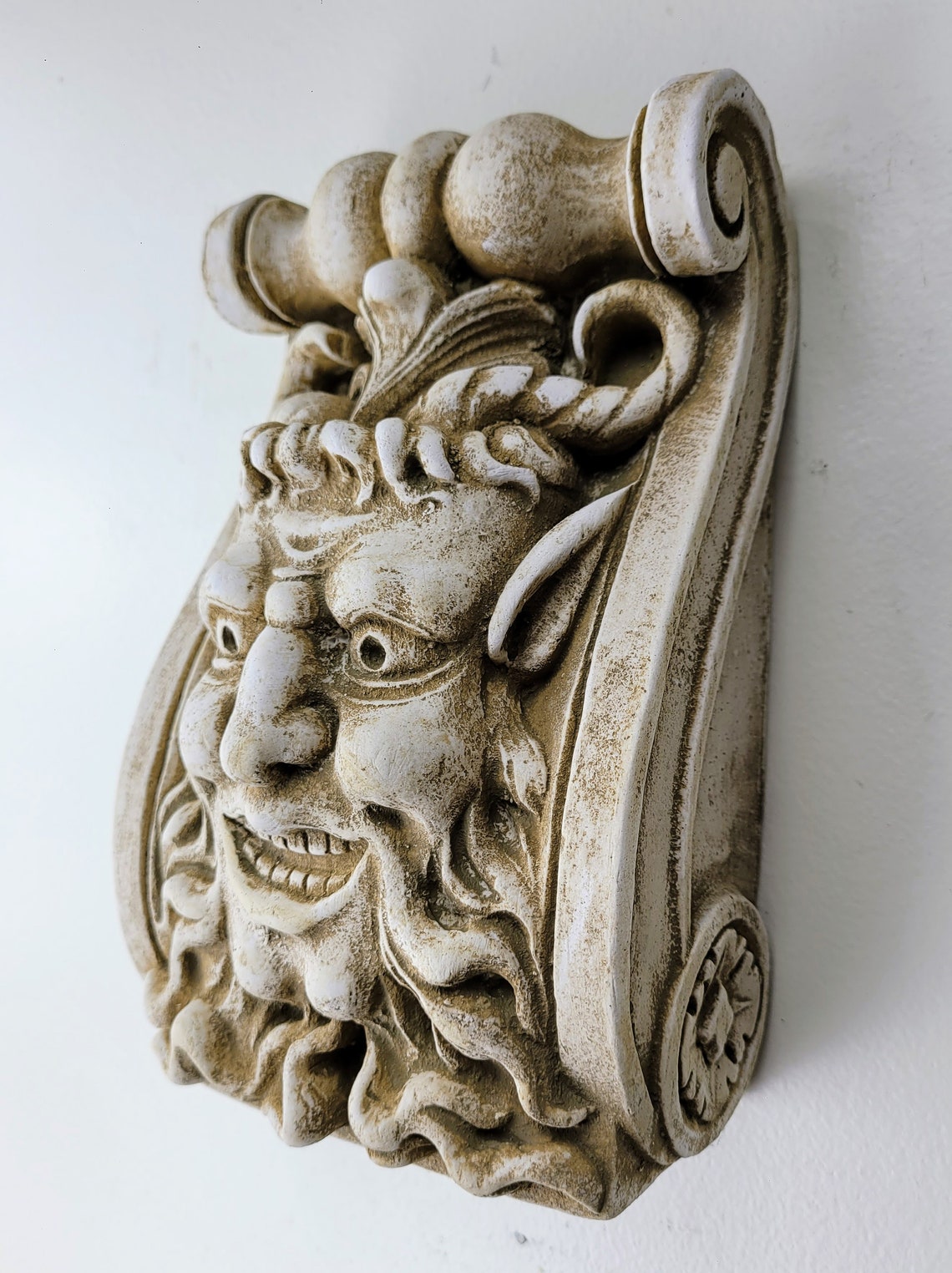 Garden Decor Wall Plaque Horned Pan Satyr Wall Hanging Greenman - Etsy