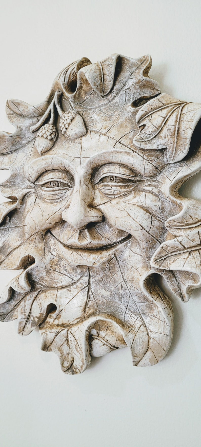 Acorn Leaf Man Face Mythical Wall Decor Greenman Sculpture - Etsy