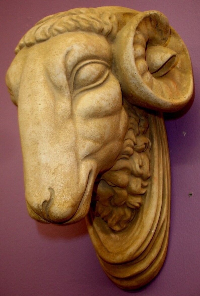 Ram Head Wall Plaque Sculpture Antique Finish Statue - Etsy