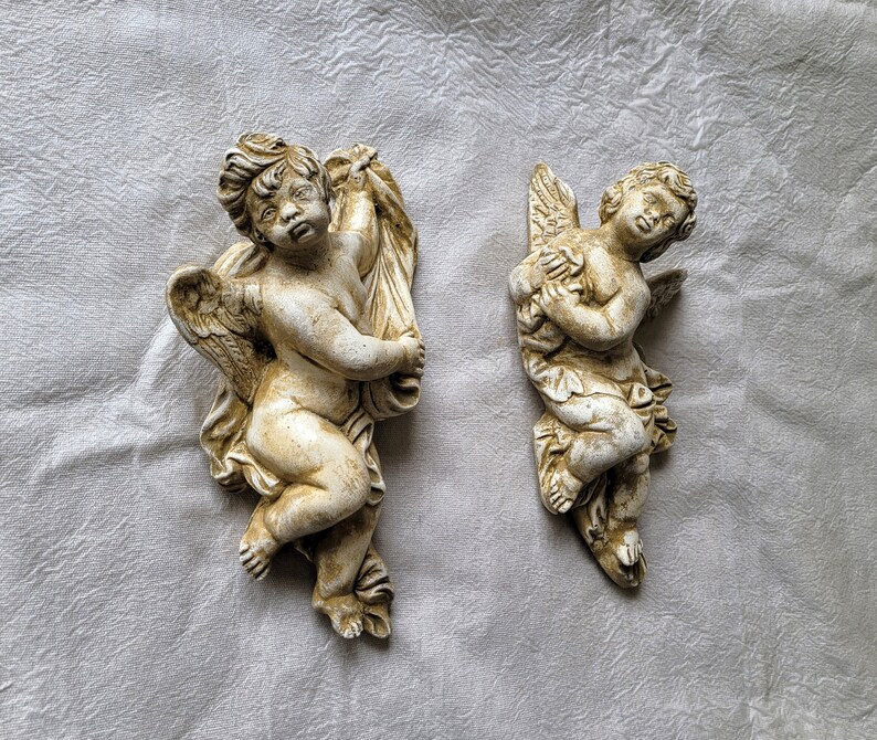 Flying Angels Cherubs With Wings Pair Wall Plaques 21044 - Etsy