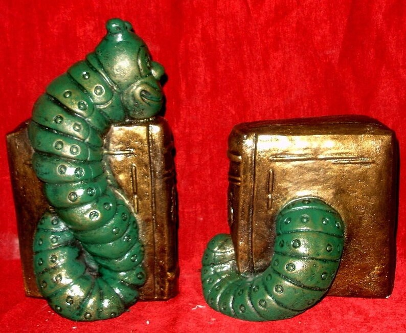 Bookworm Bookends 3D Caterpillar Rare Antique Reproduction - Etsy UK