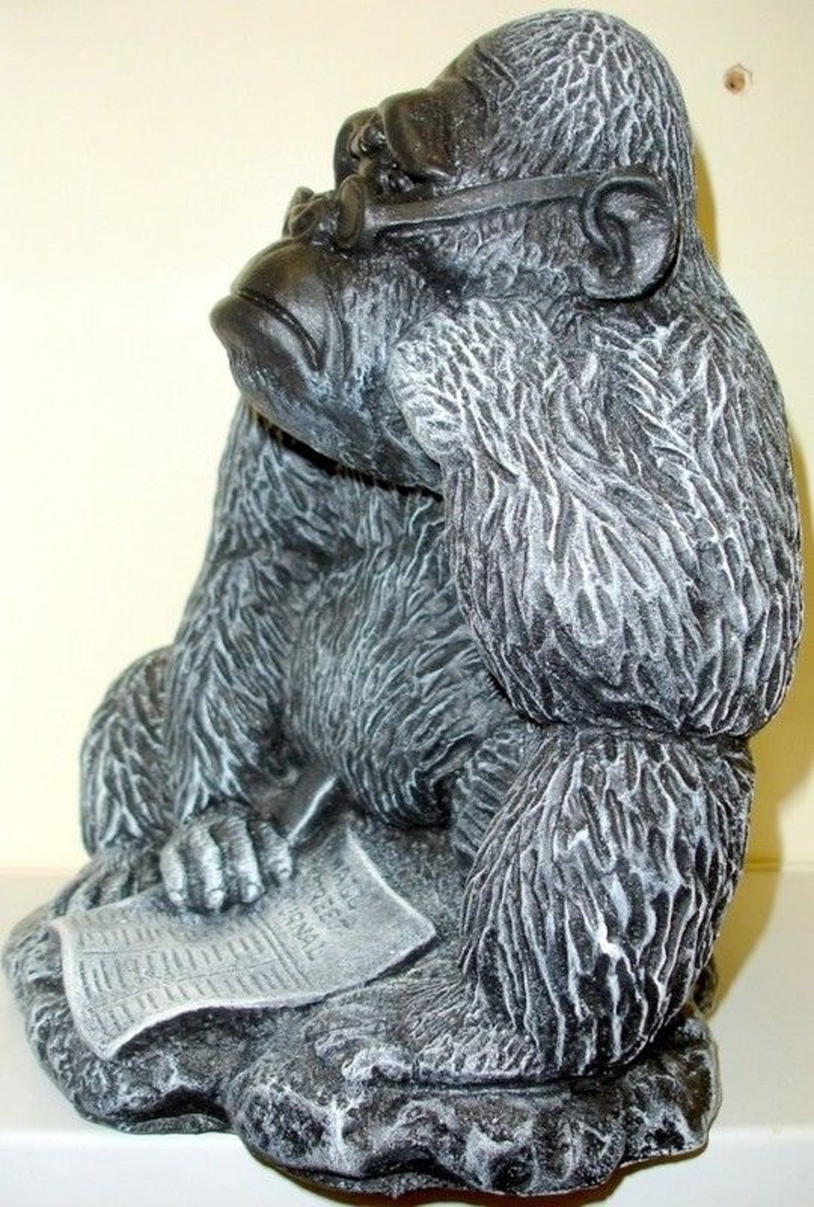 Gorilla Reads Wall Street Ape Monkey Statue Sculpture | Etsy