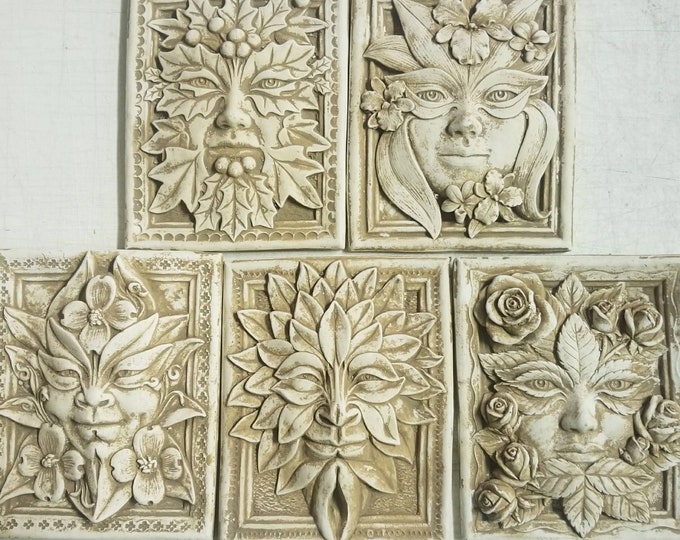 Green Man Face, Concrete Garden Decor, Cement Face, Greenman Face ...