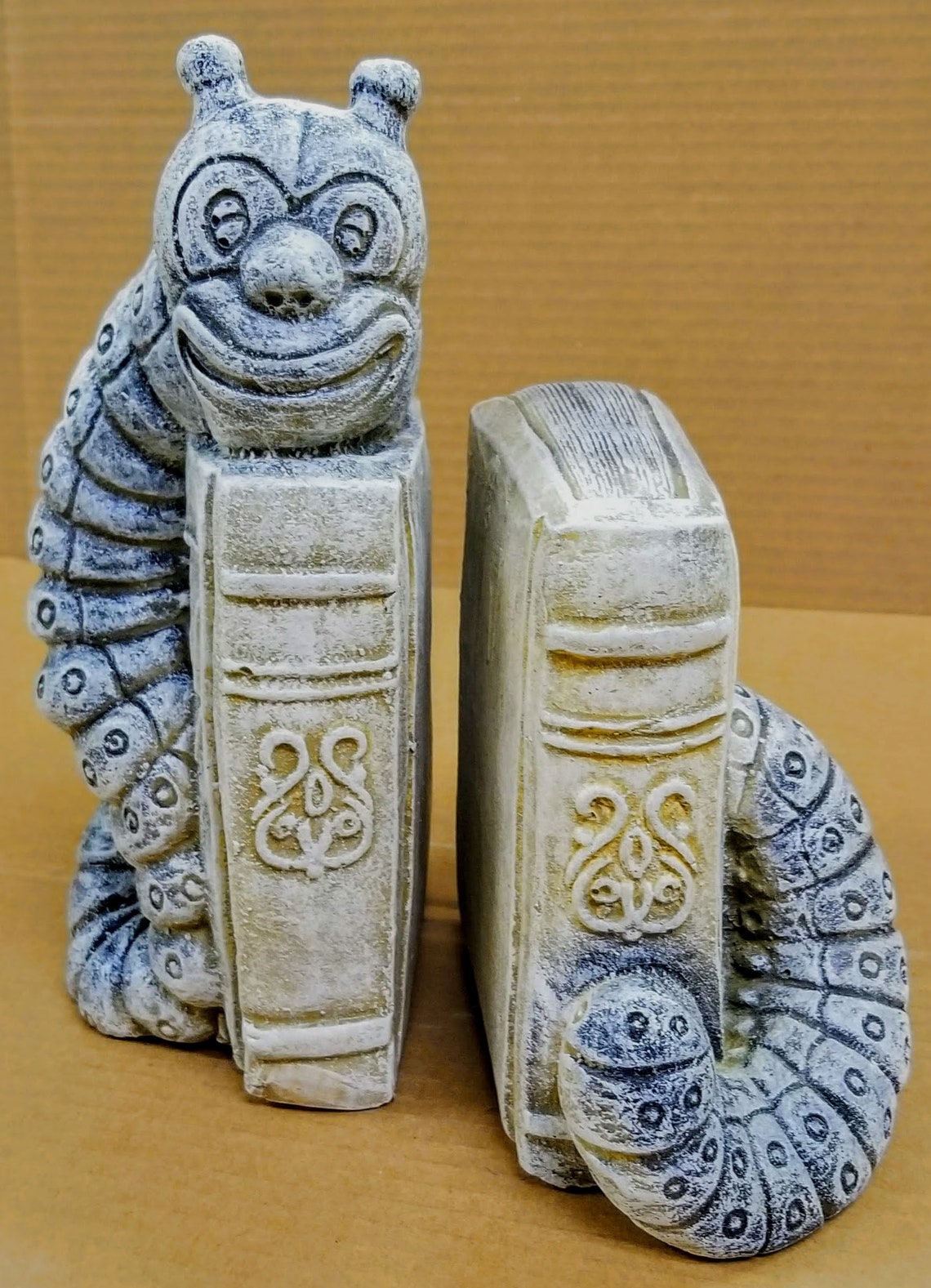 Bookworm Bookends 3D Caterpillar Rare Antique Reproduction - Etsy