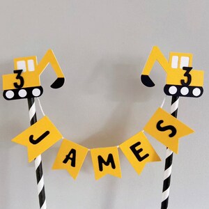 Digger Bunting Cake Topper, Boys Digger Truck Cake Topper, Personalised ...