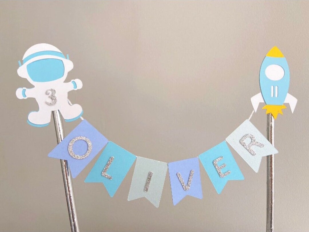 Rocket Cake Topper, Spaceman Cake Topper, 1st Birthday Cake Topper ...