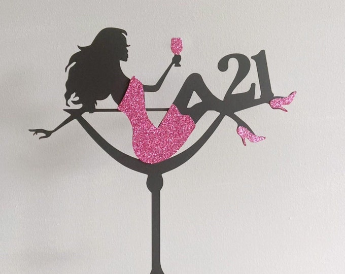 Girl Cake Topper Birthday Cake Topper, Any Age, Woman in Glass ...