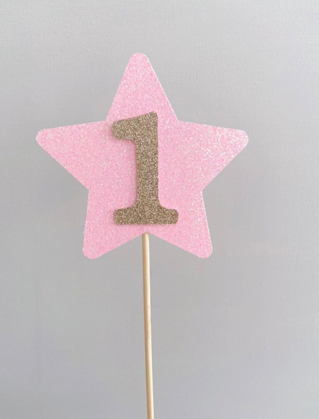 Pink Star Cake Topper, Pink Glitter Star, 1st Birthday Cake Topper ...