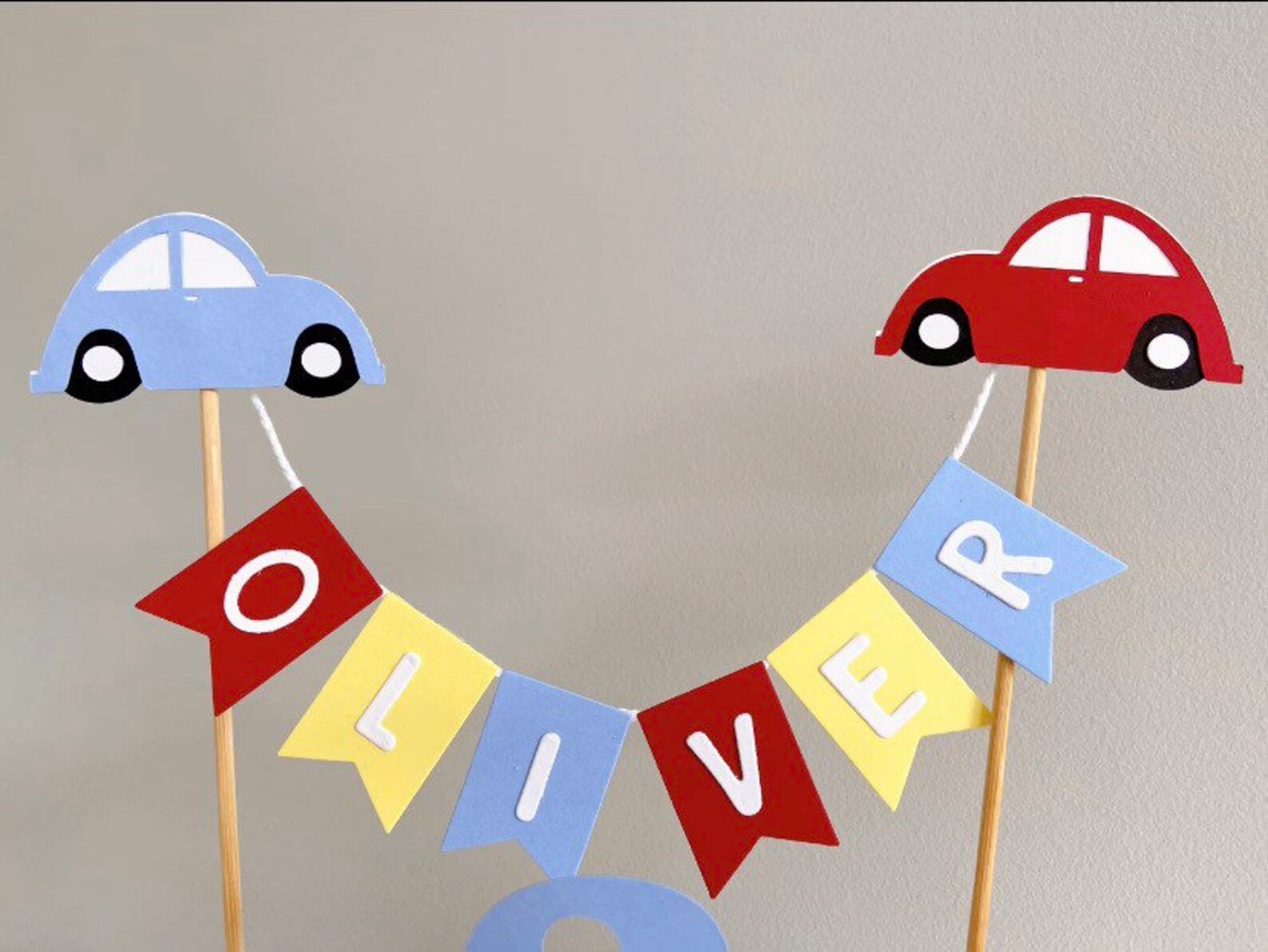 Car Bunting Cake Topper Boys Car Cake Topper Personalised - Etsy UK