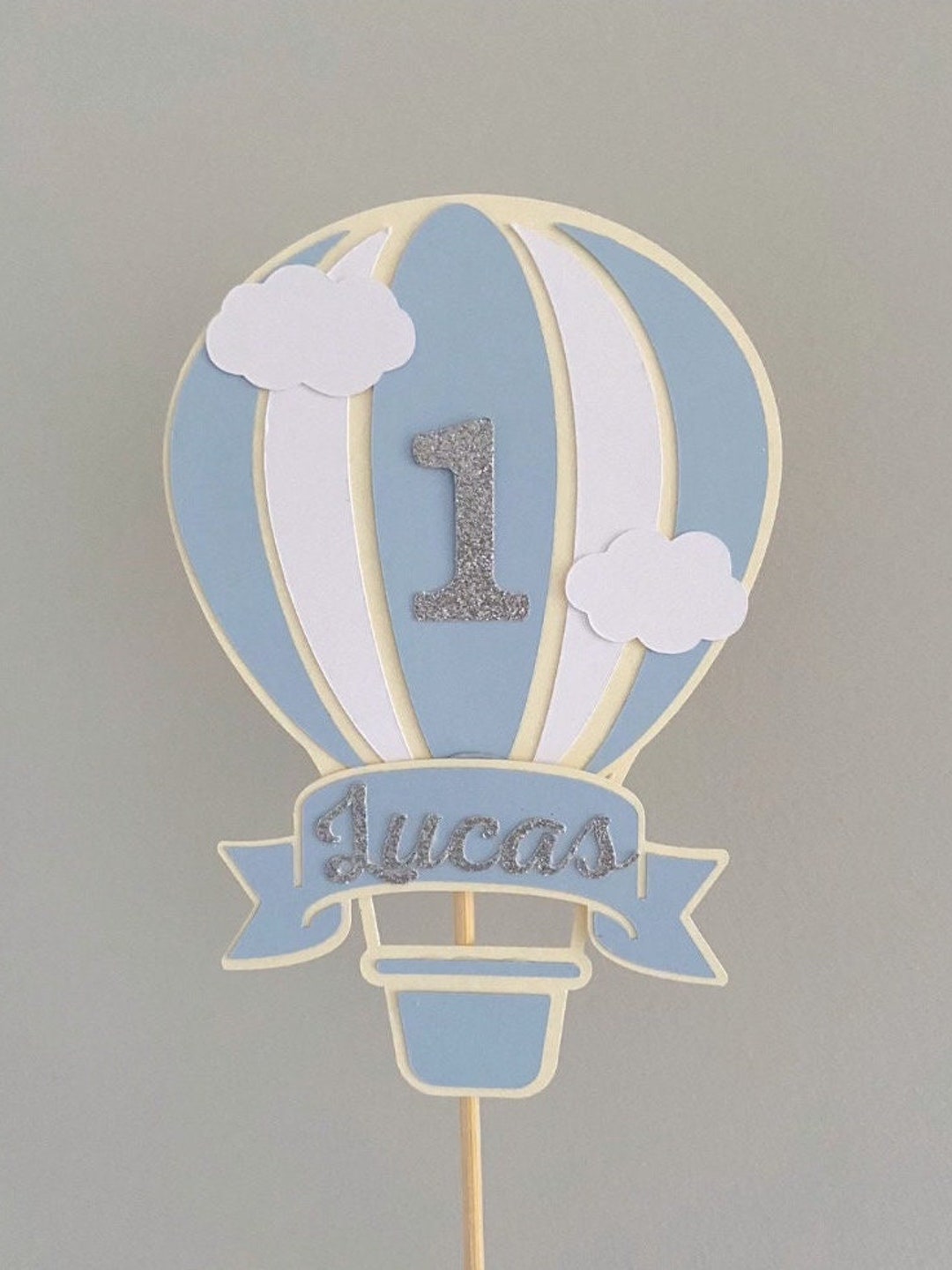 Hot Air Balloon Cake Topper, One Cake Topper, Personalised Air Balloon ...