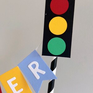Car Transport Cake Topper, Car, Traffic Lights, Speed Sign Bunting Cake ...