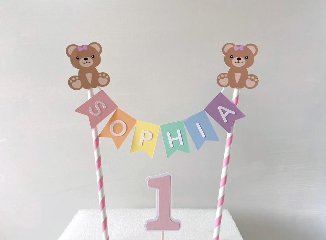 Teddy Bear Cake Topper, Personalised Teddy Bear Cake Topper, 1st ...